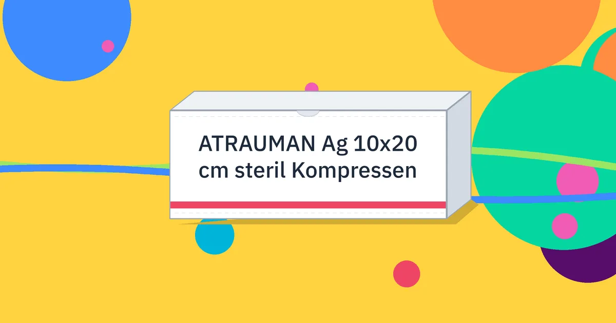 Symbolbild: Packung mit der Aufschrift ATRAUMAN Ag 10x20 cm steril Kompressen (PZN 08454137) – Verfügbarkeit und Bezug in Apotheken in Frankfurt am Main