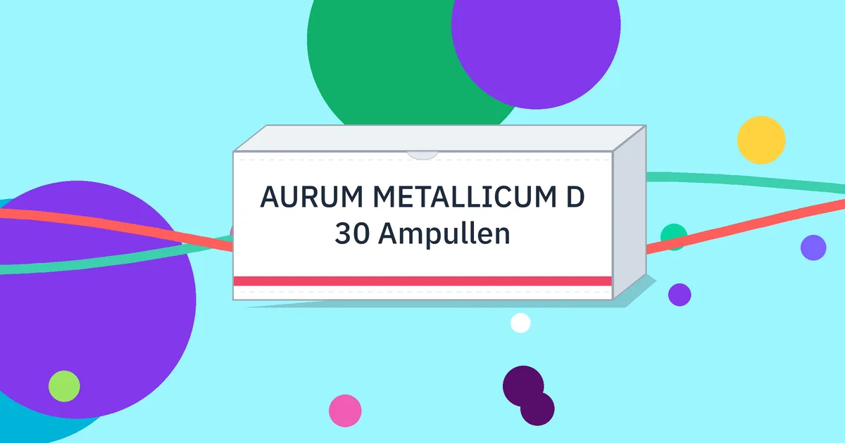 Symbolbild: Packung mit der Aufschrift AURUM METALLICUM D 30 Ampullen (PZN 11704359) – Verfügbarkeit und Bezug in Apotheken in Frankfurt am Main