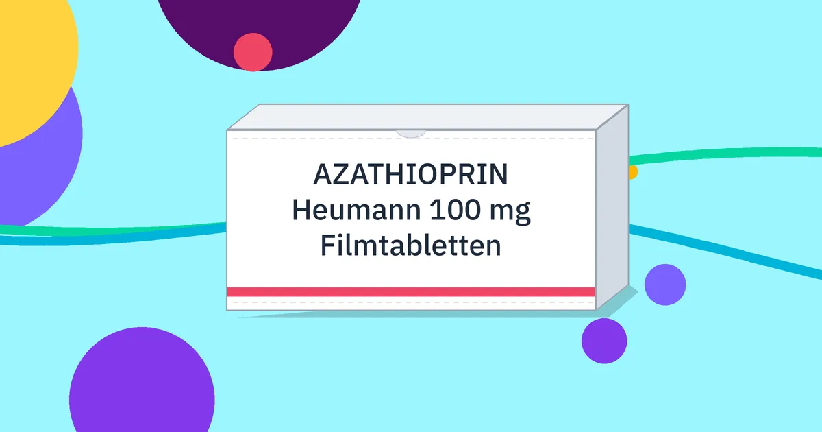 Symbolbild: Packung mit der Aufschrift AZATHIOPRIN Heumann 100 mg Filmtabletten (PZN 10785605) – Verfügbarkeit und Bezug in Apotheken in Frankfurt am Main