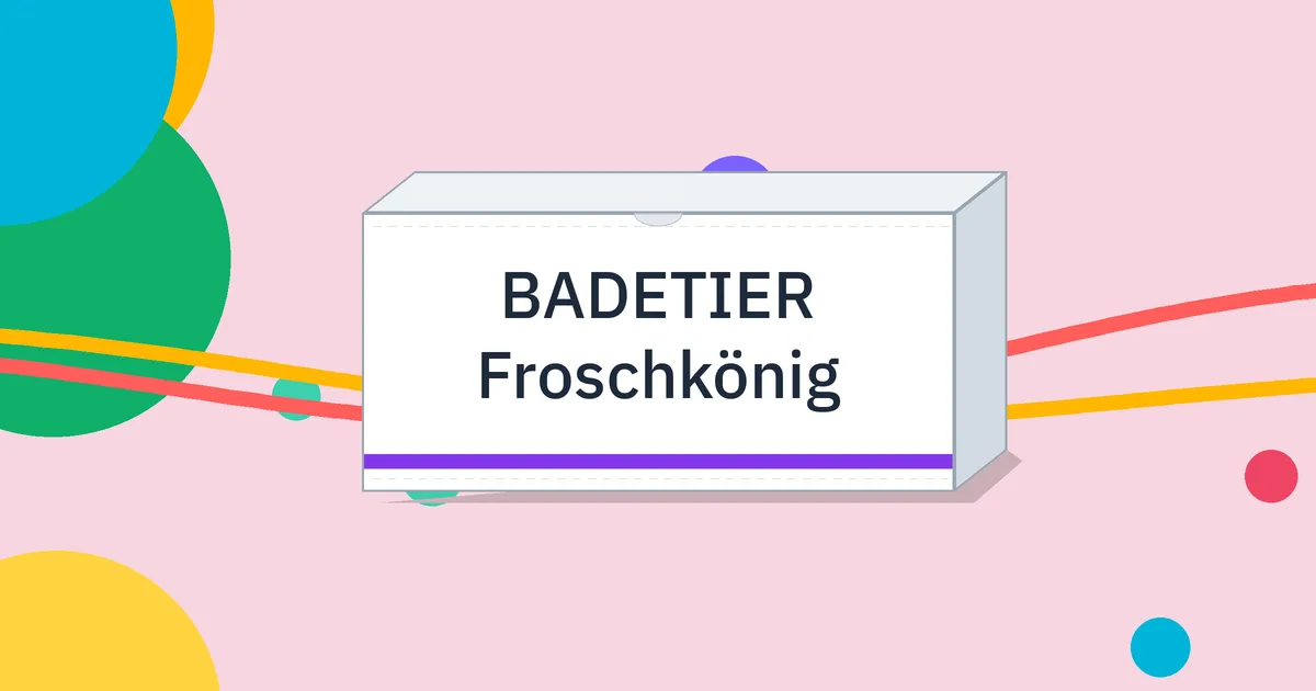 Symbolbild: Packung mit der Aufschrift BADETIER Froschkönig (PZN 08455332) – Verfügbarkeit und Bezug in Apotheken in Frankfurt am Main