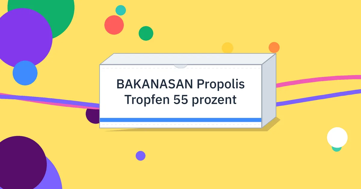 Symbolbild: Packung mit der Aufschrift BAKANASAN Propolis Tropfen 55 prozent (PZN 19714268) – Verfügbarkeit und Bezug in Apotheken in Frankfurt am Main