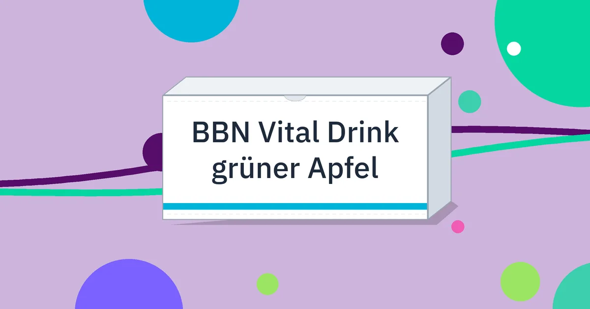 Symbolbild: Packung mit der Aufschrift BBN Vital Drink grüner Apfel (PZN 19139953) – Verfügbarkeit und Bezug in Apotheken in Frankfurt am Main