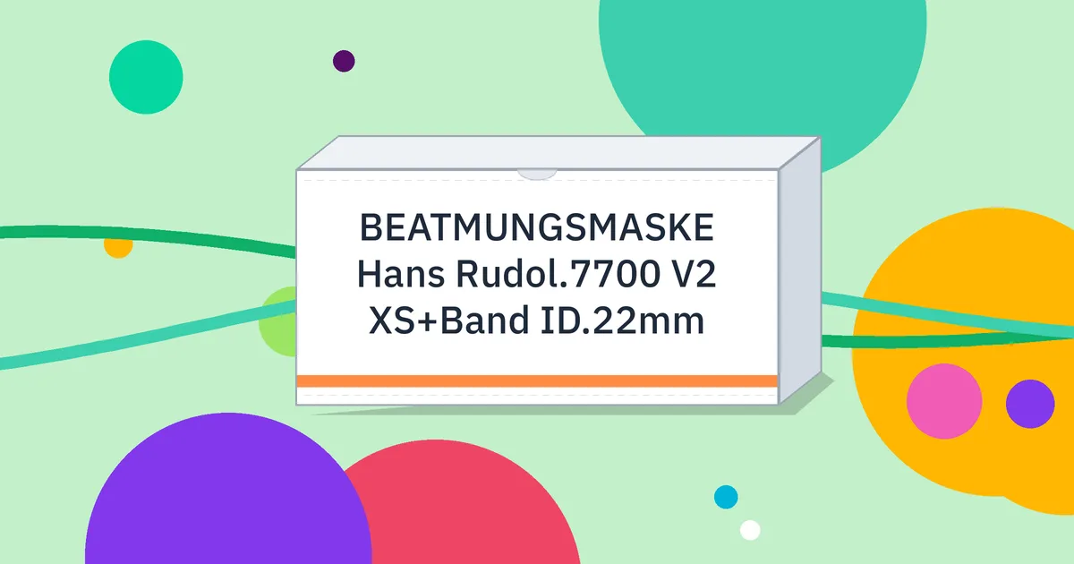 Symbolbild: Packung mit der Aufschrift BEATMUNGSMASKE Hans Rudol.7700 V2 XS+Band ID.22mm (PZN 17303182) – Verfügbarkeit und Bezug in Apotheken in Frankfurt am Main