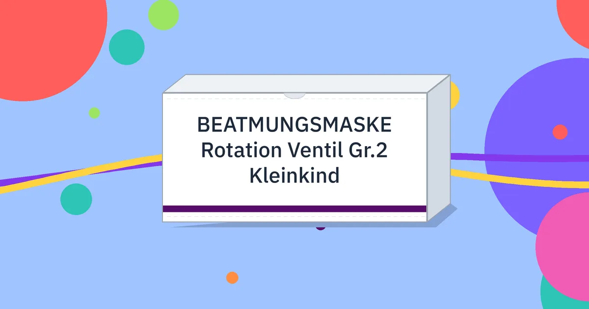 Symbolbild: Packung mit der Aufschrift BEATMUNGSMASKE Rotation Ventil Gr.2 Kleinkind (PZN 16211696) – Verfügbarkeit und Bezug in Apotheken in Frankfurt am Main