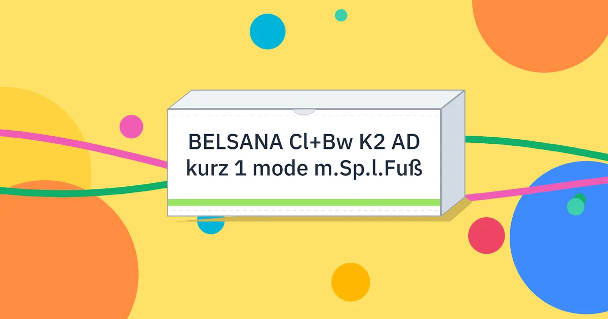 Symbolbild: Packung mit der Aufschrift BELSANA Cl+Bw K2 AD kurz 1 mode m.Sp.l.Fuß (PZN 12240703) – Verfügbarkeit und Bezug in Apotheken in Frankfurt am Main