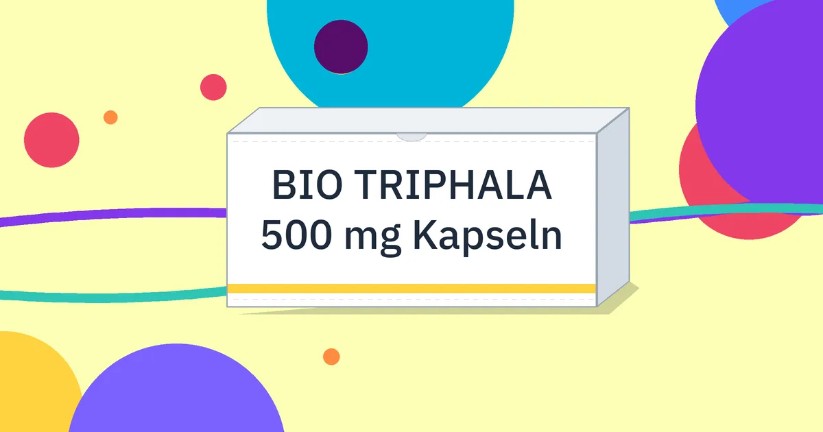 Symbolbild: Packung mit der Aufschrift BIO TRIPHALA 500 mg Kapseln (PZN 17255649) – Verfügbarkeit und Bezug in Apotheken in Frankfurt am Main