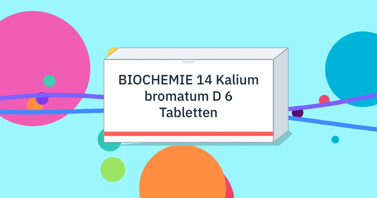 Symbolbild: Packung mit der Aufschrift BIOCHEMIE 14 Kalium bromatum D 6 Tabletten (PZN 04324633) – Verfügbarkeit und Bezug in Apotheken in Frankfurt am Main