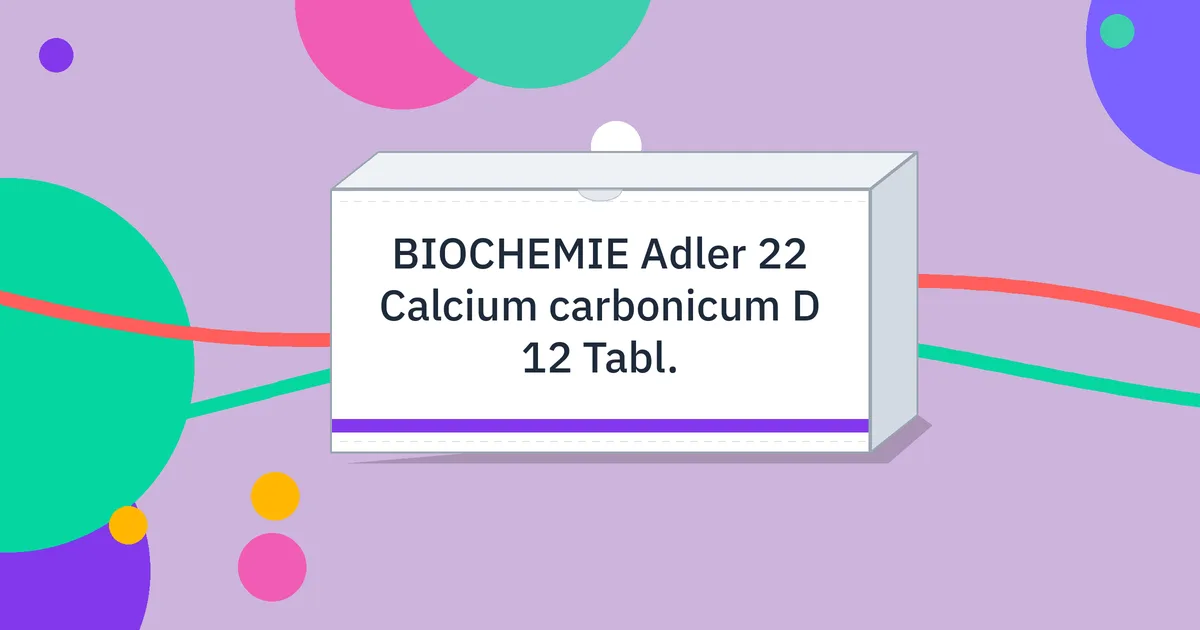 Symbolbild: Packung mit der Aufschrift BIOCHEMIE Adler 22 Calcium carbonicum D 12 Tabl. (PZN 00833510) – Verfügbarkeit und Bezug in Apotheken in Frankfurt am Main
