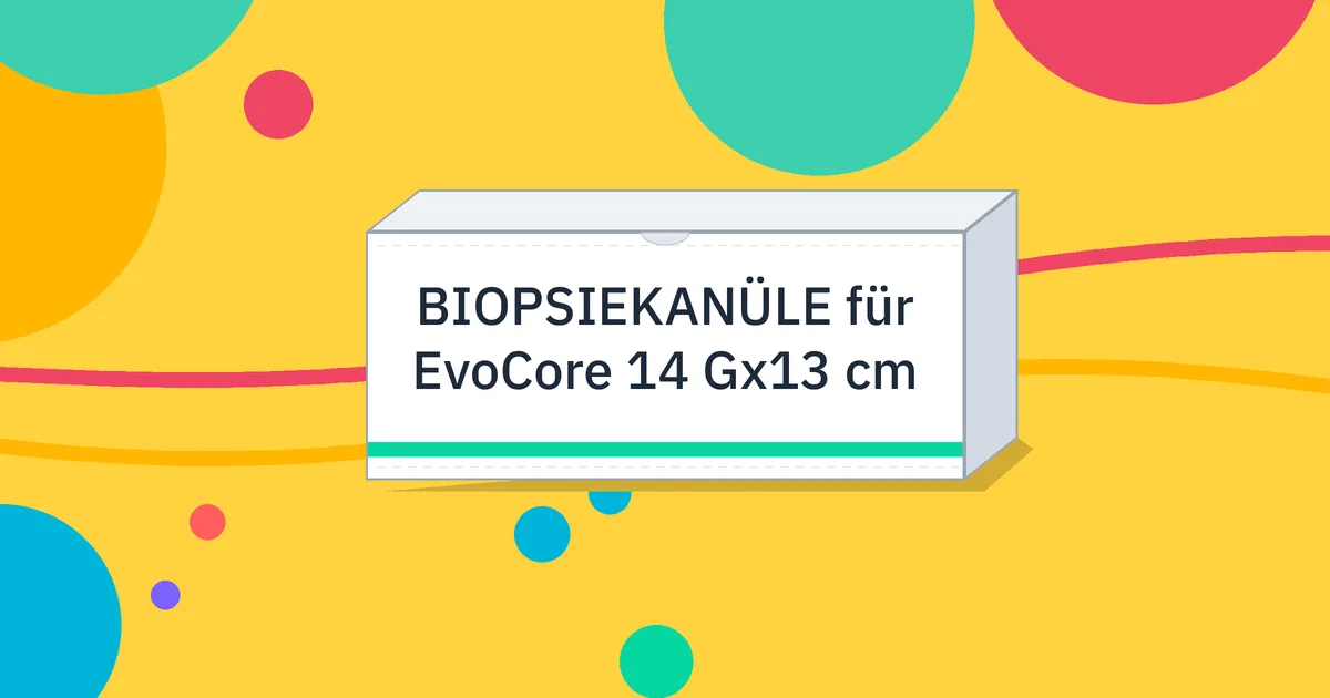 Symbolbild: Packung mit der Aufschrift BIOPSIEKANÜLE für EvoCore 14 Gx13 cm (PZN 11059048) – Verfügbarkeit und Bezug in Apotheken in Frankfurt am Main