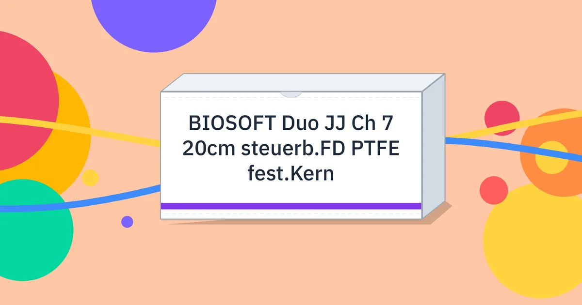Symbolbild: Packung mit der Aufschrift BIOSOFT Duo JJ Ch 7 20cm steuerb.FD PTFE fest.Kern (PZN 17509707) – Verfügbarkeit und Bezug in Apotheken in Frankfurt am Main