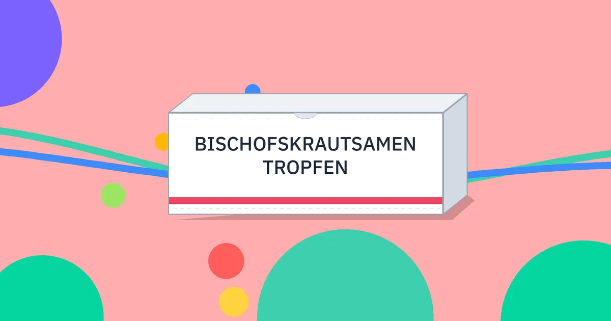 Symbolbild: Packung mit der Aufschrift BISCHOFSKRAUTSAMEN TROPFEN (PZN 14282999) – Verfügbarkeit und Bezug in Apotheken in Frankfurt am Main