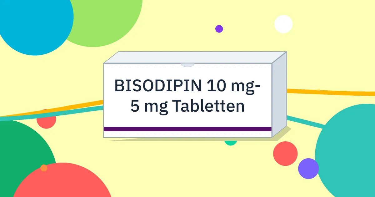 Symbolbild: Packung mit der Aufschrift BISODIPIN 10 mg-5 mg Tabletten (PZN 12020858) – Verfügbarkeit und Bezug in Apotheken in Frankfurt am Main