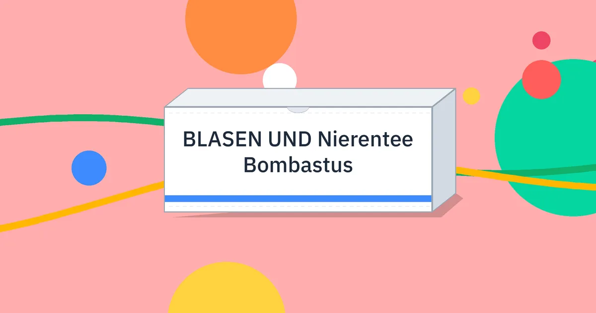 Symbolbild: Packung mit der Aufschrift BLASEN UND Nierentee Bombastus (PZN 03924816) – Verfügbarkeit und Bezug in Apotheken in Frankfurt am Main