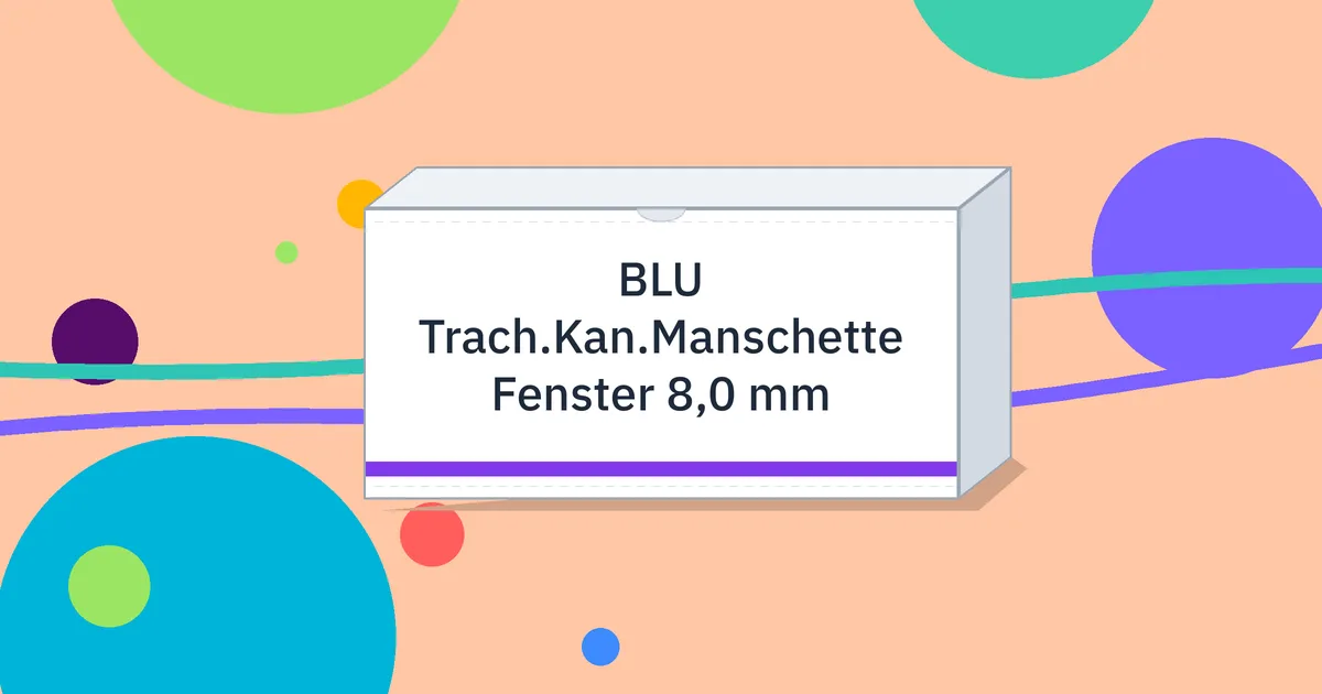 Symbolbild: Packung mit der Aufschrift BLU Trach.Kan.Manschette Fenster 8,0 mm (PZN 09216428) – Verfügbarkeit und Bezug in Apotheken in Frankfurt am Main