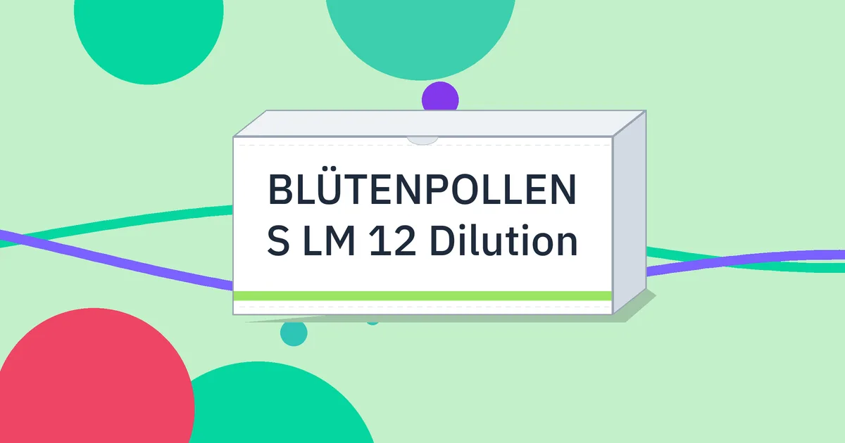 Symbolbild: Packung mit der Aufschrift BLÜTENPOLLEN S LM 12 Dilution (PZN 12795200) – Verfügbarkeit und Bezug in Apotheken in Frankfurt am Main