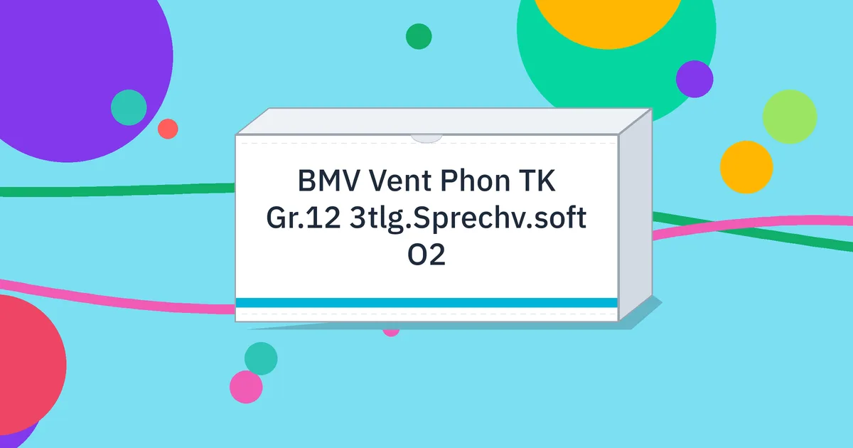 Symbolbild: Packung mit der Aufschrift BMV Vent Phon TK Gr.12 3tlg.Sprechv.soft O2 (PZN 18386000) – Verfügbarkeit und Bezug in Apotheken in Frankfurt am Main