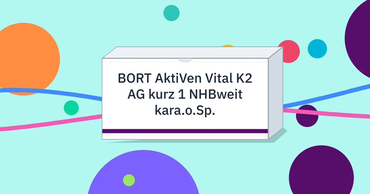 Symbolbild: Packung mit der Aufschrift BORT AktiVen Vital K2 AG kurz 1 NHBweit kara.o.Sp. (PZN 12384193) – Verfügbarkeit und Bezug in Apotheken in Frankfurt am Main