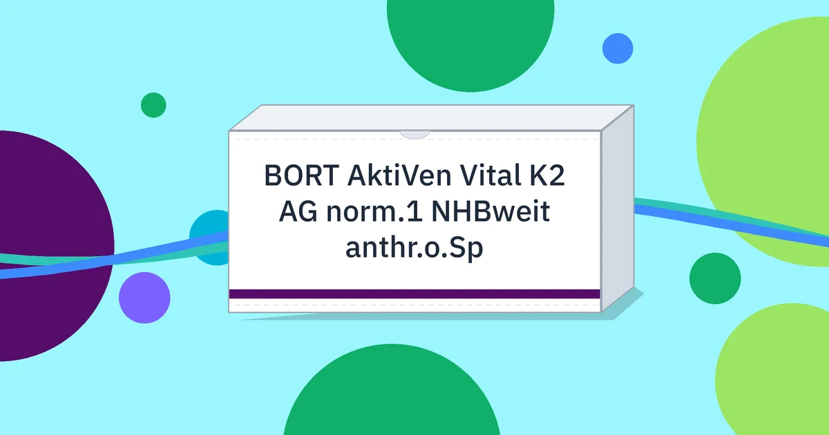 Symbolbild: Packung mit der Aufschrift BORT AktiVen Vital K2 AG norm.1 NHBweit anthr.o.Sp (PZN 13734293) – Verfügbarkeit und Bezug in Apotheken in Frankfurt am Main
