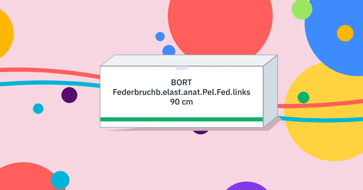Symbolbild: Packung mit der Aufschrift BORT Federbruchb.elast.anat.Pel.Fed.links 90 cm (PZN 07195834) – Verfügbarkeit und Bezug in Apotheken in Frankfurt am Main