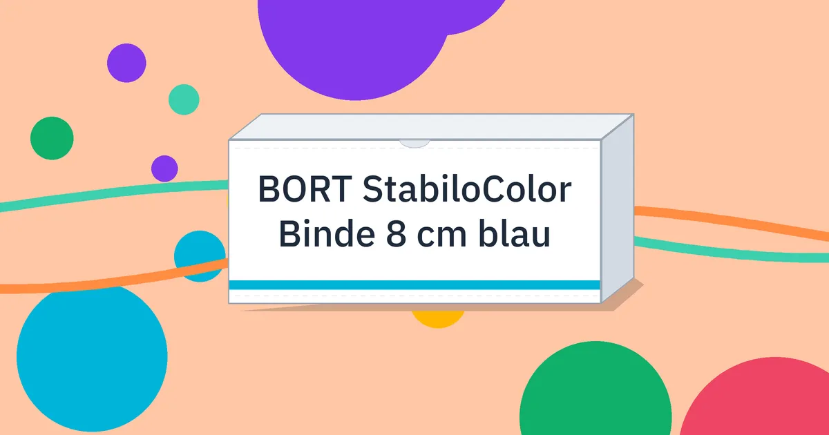 Symbolbild: Packung mit der Aufschrift BORT StabiloColor Binde 8 cm blau (PZN 08830971) – Verfügbarkeit und Bezug in Apotheken in Frankfurt am Main