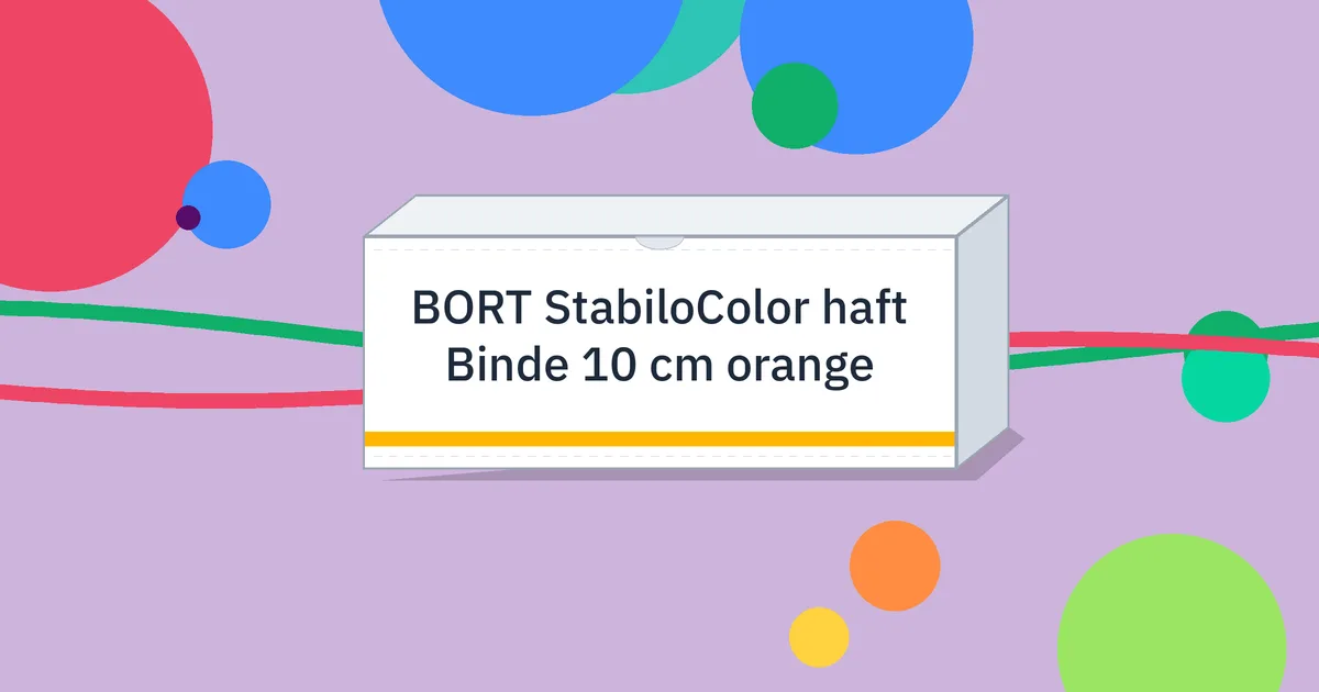 Symbolbild: Packung mit der Aufschrift BORT StabiloColor haft Binde 10 cm orange (PZN 07672470) – Verfügbarkeit und Bezug in Apotheken in Frankfurt am Main