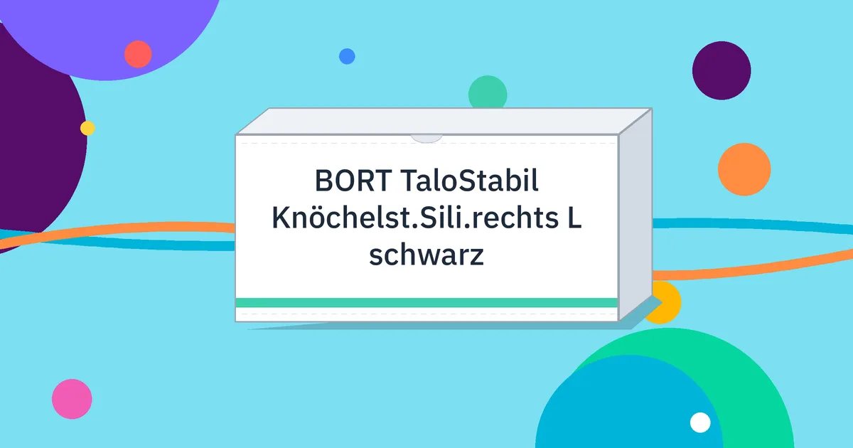 Symbolbild: Packung mit der Aufschrift BORT TaloStabil Knöchelst.Sili.rechts L schwarz (PZN 05539293) – Verfügbarkeit und Bezug in Apotheken in Frankfurt am Main