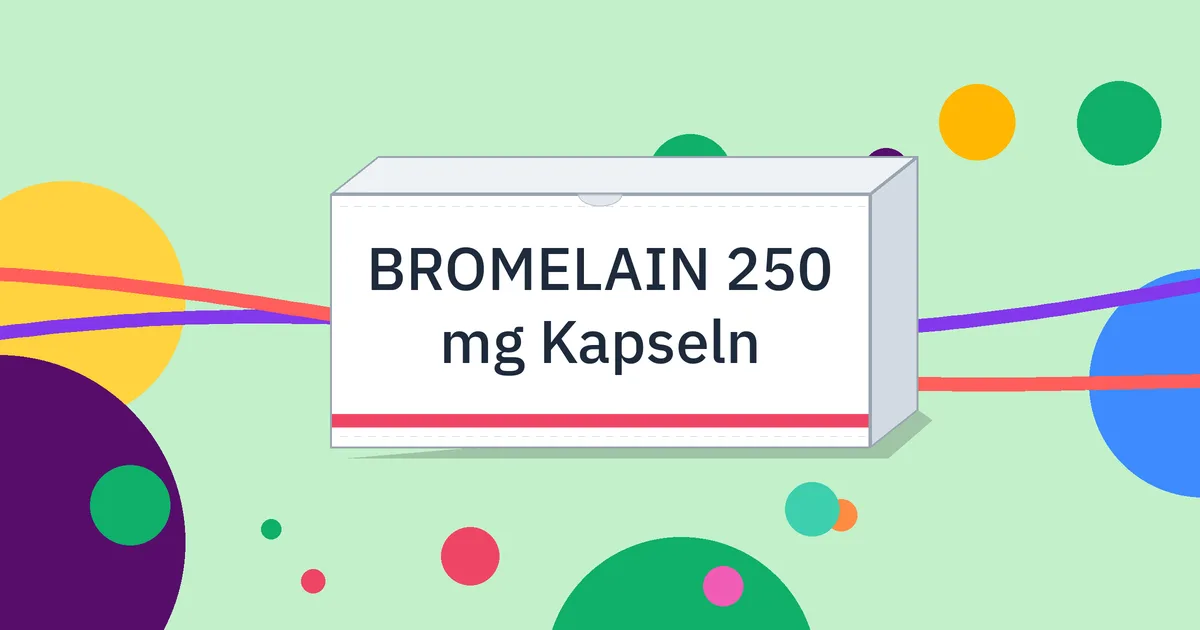 Symbolbild: Packung mit der Aufschrift BROMELAIN 250 mg Kapseln (PZN 19058812) – Verfügbarkeit und Bezug in Apotheken in Frankfurt am Main