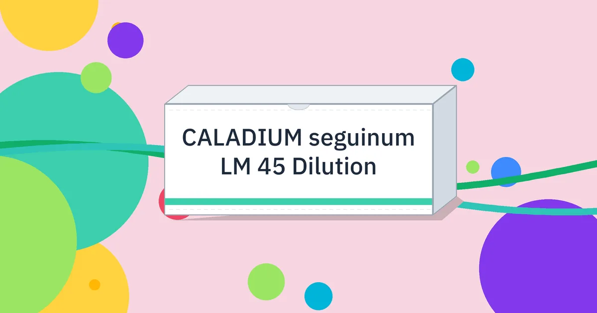 Symbolbild: Packung mit der Aufschrift CALADIUM seguinum LM 45 Dilution (PZN 13404319) – Verfügbarkeit und Bezug in Apotheken in Frankfurt am Main