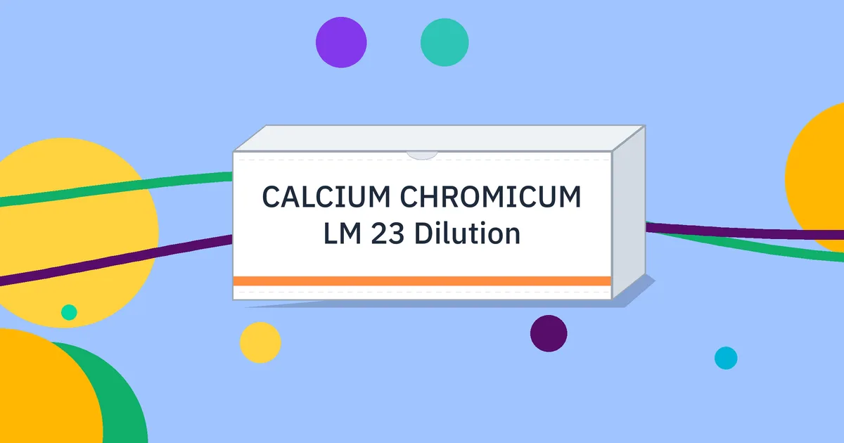 Symbolbild: Packung mit der Aufschrift CALCIUM CHROMICUM LM 23 Dilution (PZN 13408464) – Verfügbarkeit und Bezug in Apotheken in Frankfurt am Main