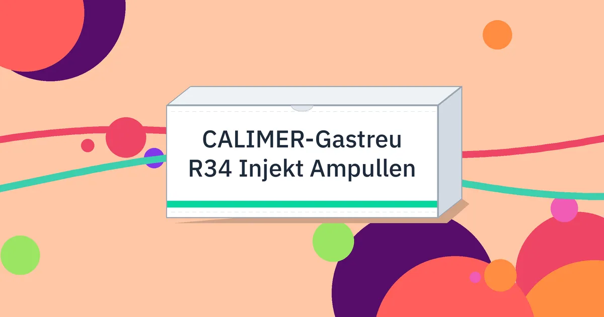 Symbolbild: Packung mit der Aufschrift CALIMER-Gastreu R34 Injekt Ampullen (PZN 04628250) – Verfügbarkeit und Bezug in Apotheken in Frankfurt am Main