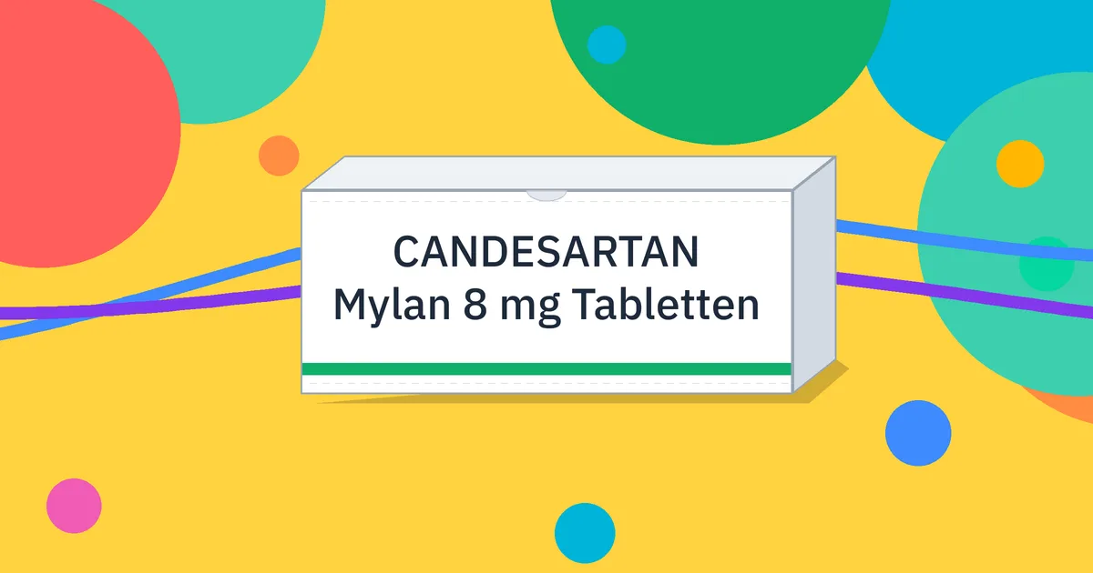 Symbolbild: Packung mit der Aufschrift CANDESARTAN Mylan 8 mg Tabletten (PZN 17629268) – Verfügbarkeit und Bezug in Apotheken in Frankfurt am Main