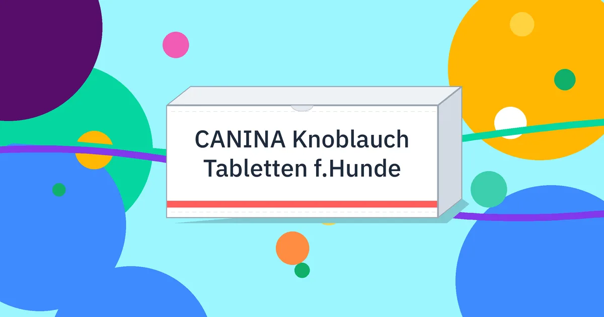 Symbolbild: Packung mit der Aufschrift CANINA Knoblauch Tabletten f.Hunde (PZN 07637284) – Verfügbarkeit und Bezug in Apotheken in Frankfurt am Main