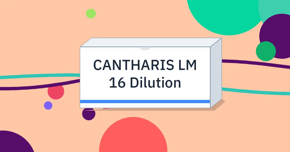 Symbolbild: Packung mit der Aufschrift CANTHARIS LM 16 Dilution (PZN 12808233) – Verfügbarkeit und Bezug in Apotheken in Frankfurt am Main