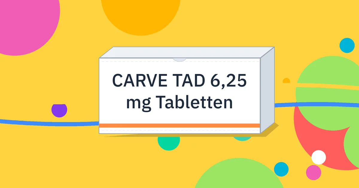 Symbolbild: Packung mit der Aufschrift CARVE TAD 6,25 mg Tabletten (PZN 00014137) – Verfügbarkeit und Bezug in Apotheken in Frankfurt am Main