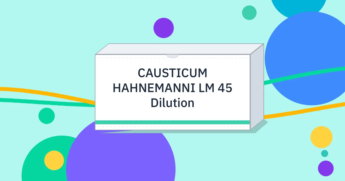 Symbolbild: Packung mit der Aufschrift CAUSTICUM HAHNEMANNI LM 45 Dilution (PZN 12811844) – Verfügbarkeit und Bezug in Apotheken in Frankfurt am Main