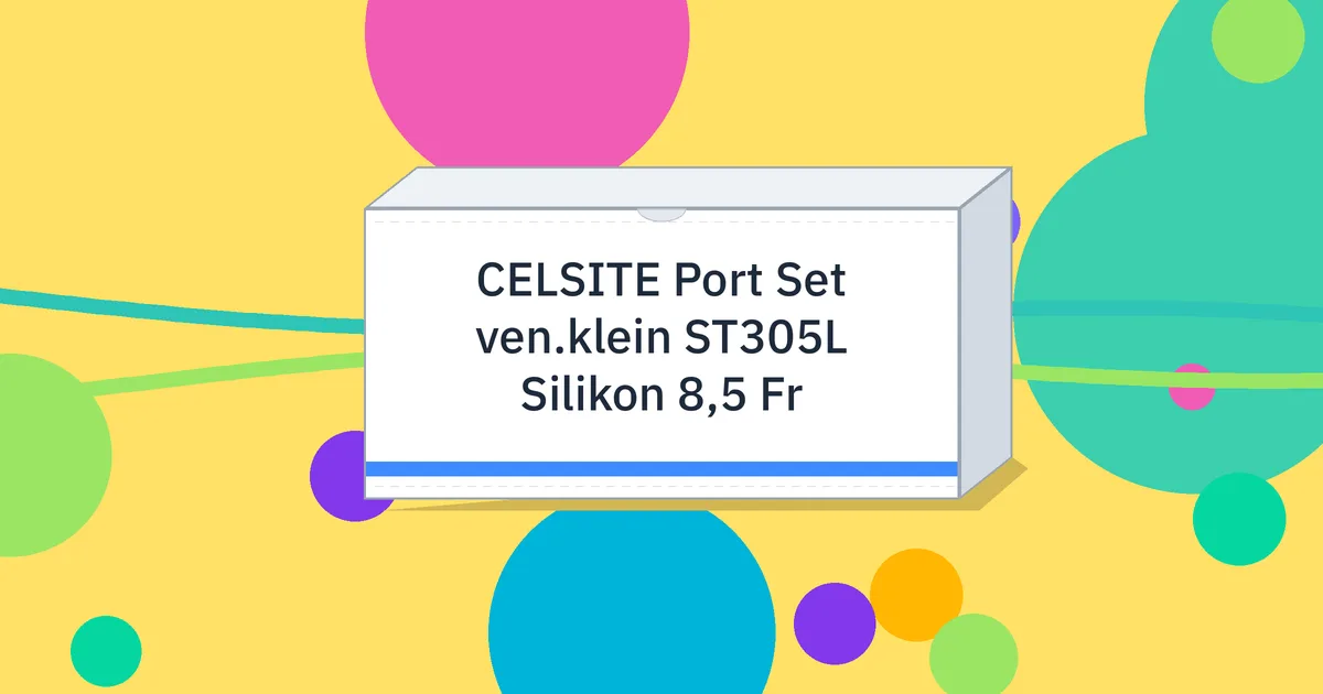 Symbolbild: Packung mit der Aufschrift CELSITE Port Set ven.klein ST305L Silikon 8,5 Fr (PZN 09431730) – Verfügbarkeit und Bezug in Apotheken in Frankfurt am Main