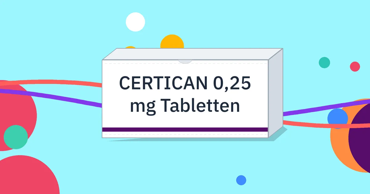 Symbolbild: Packung mit der Aufschrift CERTICAN 0,25 mg Tabletten (PZN 00805910) – Verfügbarkeit und Bezug in Apotheken in Frankfurt am Main