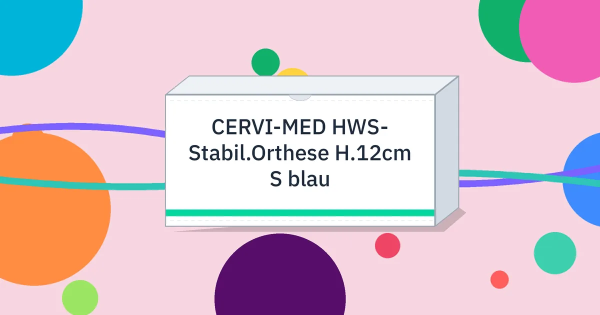 Symbolbild: Packung mit der Aufschrift CERVI-MED HWS-Stabil.Orthese H.12cm S blau (PZN 20304877) – Verfügbarkeit und Bezug in Apotheken in Frankfurt am Main