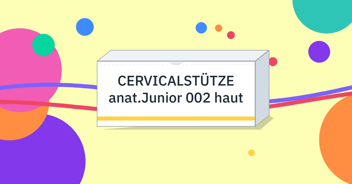 Symbolbild: Packung mit der Aufschrift CERVICALSTÜTZE anat.Junior 002 haut (PZN 08895315) – Verfügbarkeit und Bezug in Apotheken in Frankfurt am Main