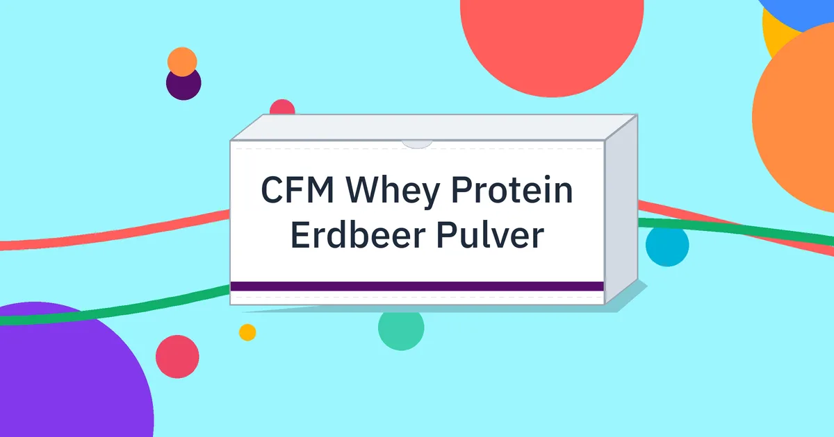 Symbolbild: Packung mit der Aufschrift CFM Whey Protein Erdbeer Pulver (PZN 10027750) – Verfügbarkeit und Bezug in Apotheken in Frankfurt am Main