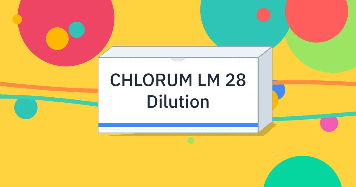 Symbolbild: Packung mit der Aufschrift CHLORUM LM 28 Dilution (PZN 12816623) – Verfügbarkeit und Bezug in Apotheken in Frankfurt am Main