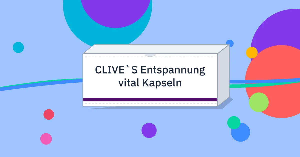 Symbolbild: Packung mit der Aufschrift CLIVE`S Entspannung vital Kapseln (PZN 12366982) – Verfügbarkeit und Bezug in Apotheken in Frankfurt am Main