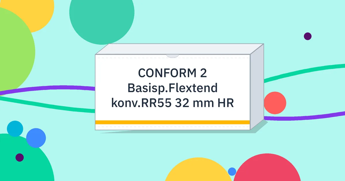 Symbolbild: Packung mit der Aufschrift CONFORM 2 Basisp.Flextend konv.RR55 32 mm HR (PZN 10100990) – Verfügbarkeit und Bezug in Apotheken in Frankfurt am Main