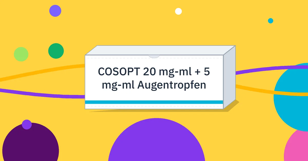 Symbolbild: Packung mit der Aufschrift COSOPT 20 mg-ml + 5 mg-ml Augentropfen (PZN 09900610) – Verfügbarkeit und Bezug in Apotheken in Frankfurt am Main