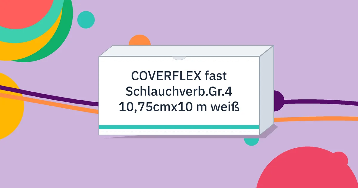 Symbolbild: Packung mit der Aufschrift COVERFLEX fast Schlauchverb.Gr.4 10,75cmx10 m weiß (PZN 17451126) – Verfügbarkeit und Bezug in Apotheken in Frankfurt am Main