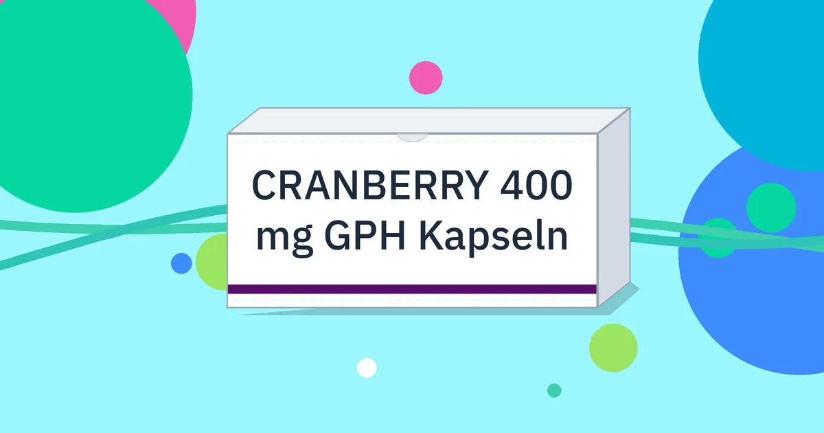 Symbolbild: Packung mit der Aufschrift CRANBERRY 400 mg GPH Kapseln (PZN 09627321) – Verfügbarkeit und Bezug in Apotheken in Frankfurt am Main