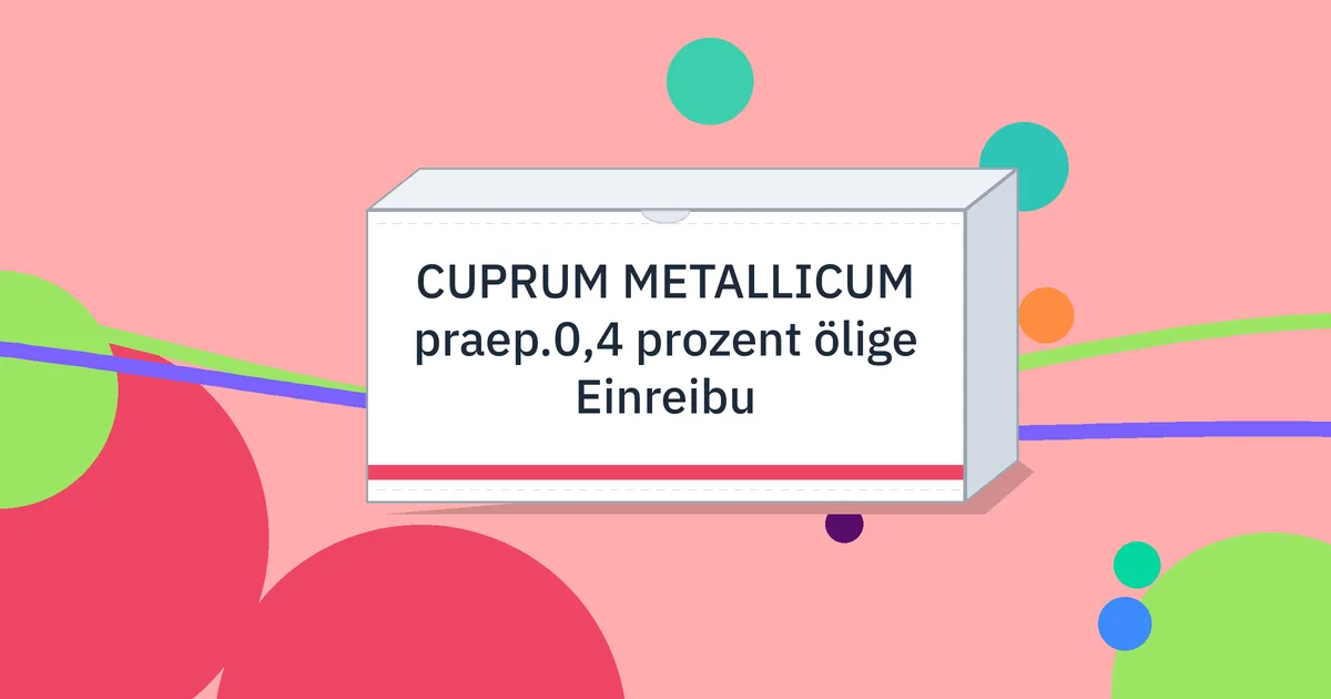 Symbolbild: Packung mit der Aufschrift CUPRUM METALLICUM praep.0,4 prozent ölige Einreibu (PZN 03643247) – Verfügbarkeit und Bezug in Apotheken in Frankfurt am Main