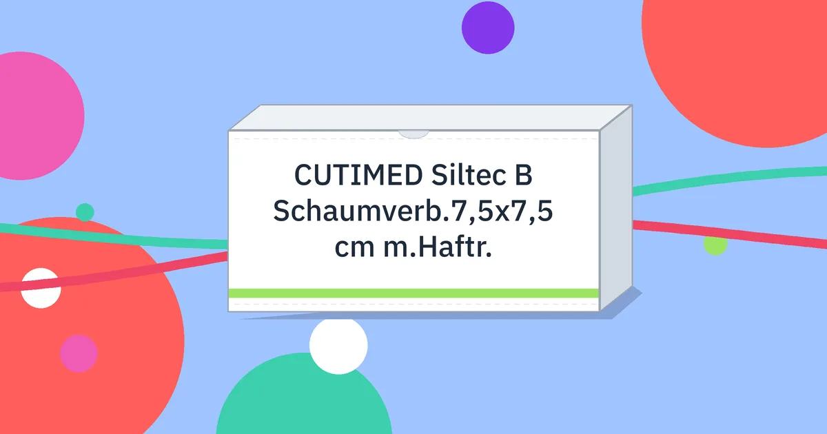 Symbolbild: Packung mit der Aufschrift CUTIMED Siltec B Schaumverb.7,5x7,5 cm m.Haftr. (PZN 17481825) – Verfügbarkeit und Bezug in Apotheken in Frankfurt am Main