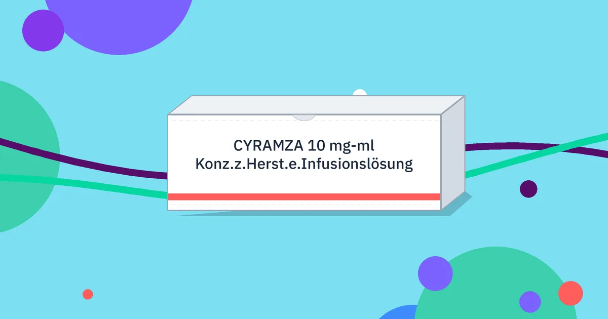 Symbolbild: Packung mit der Aufschrift CYRAMZA 10 mg-ml Konz.z.Herst.e.Infusionslösung (PZN 10852282) – Verfügbarkeit und Bezug in Apotheken in Frankfurt am Main
