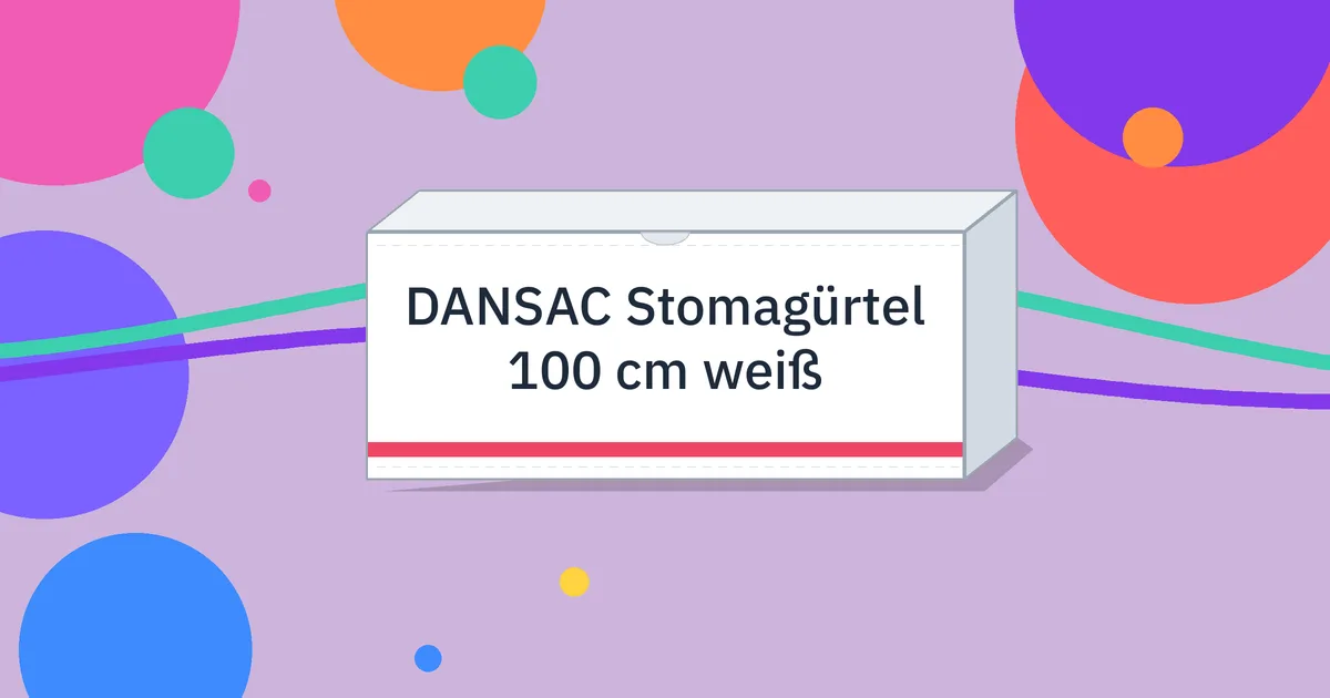 Symbolbild: Packung mit der Aufschrift DANSAC Stomagürtel 100 cm weiß (PZN 02094436) – Verfügbarkeit und Bezug in Apotheken in Frankfurt am Main
